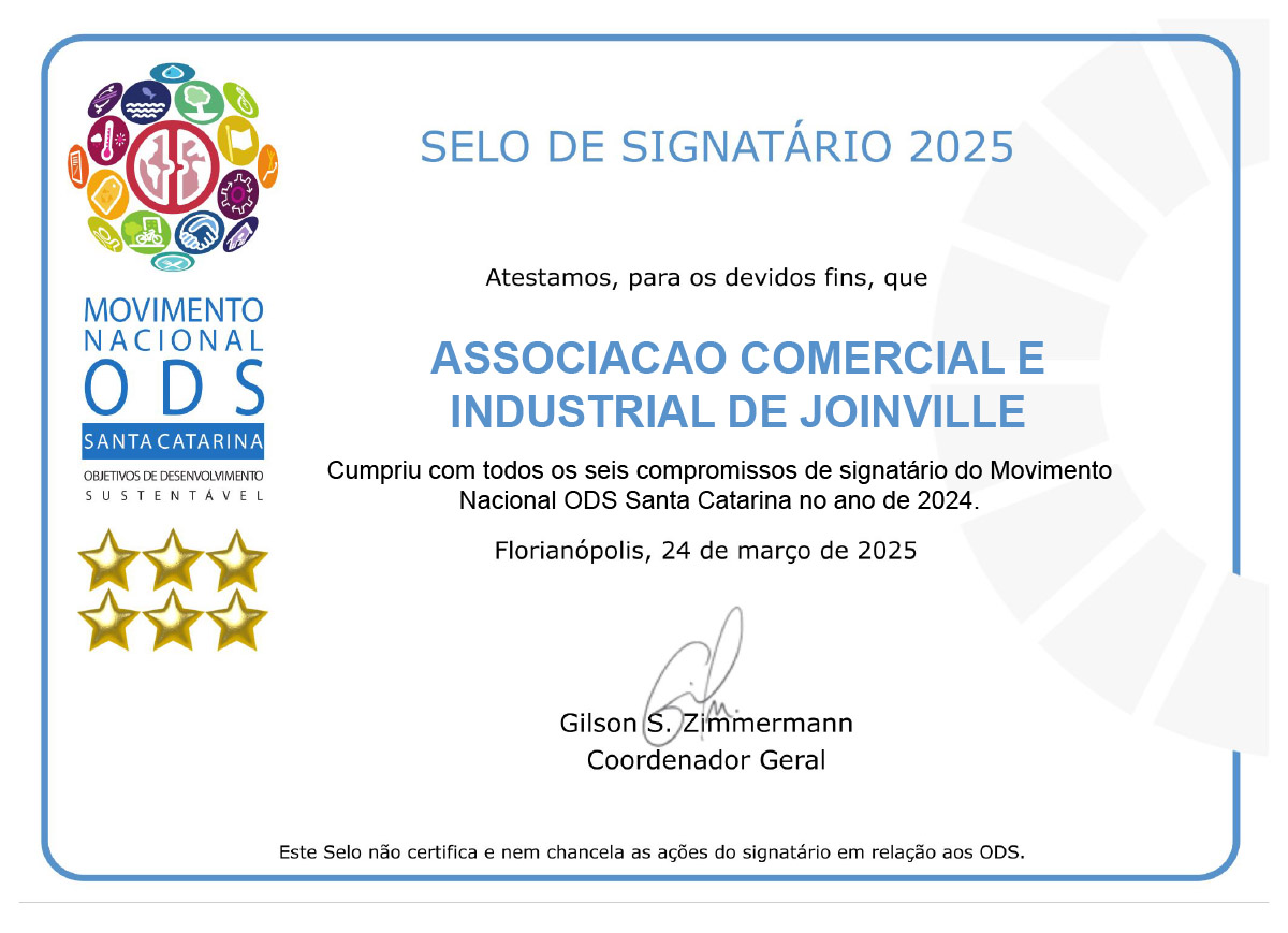 ACIJ recebe o Selo Signatário 2025 do Movimento Nacional ODS Santa ...